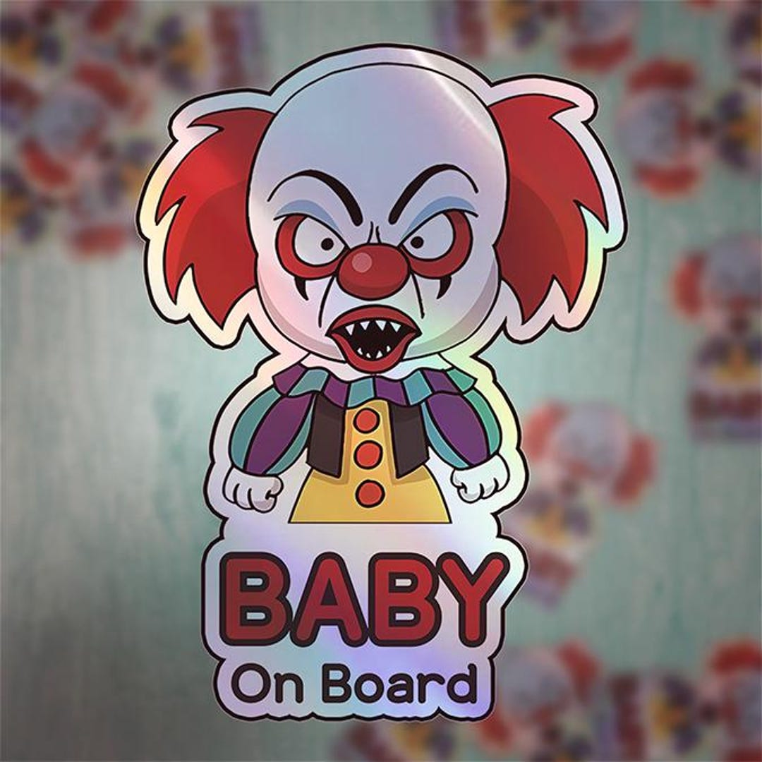 Baby on Board Creepy Clown Sticker | Cute Horror Movie Inspired Car ...