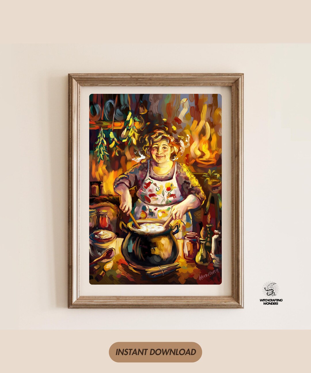 Kitchen Witch Wall Art Print Gothic Wall Art Creepy Art Print Wiccan ...