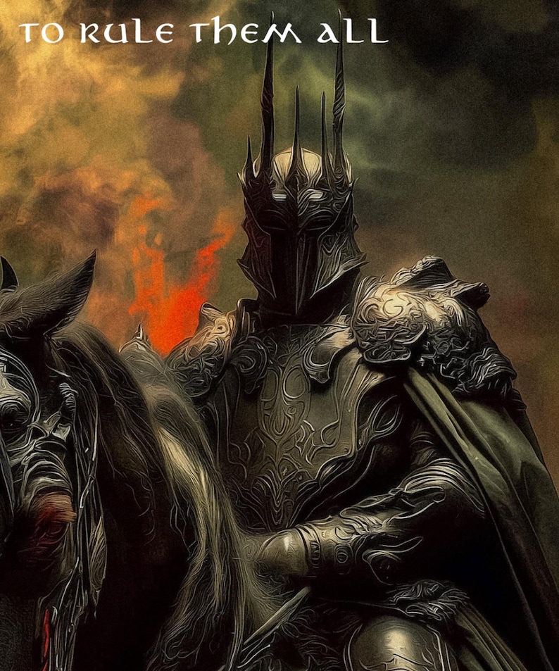 Art of Sauron on Horse – Dark Lord of Mordor Fantasy Print | Lord of ...