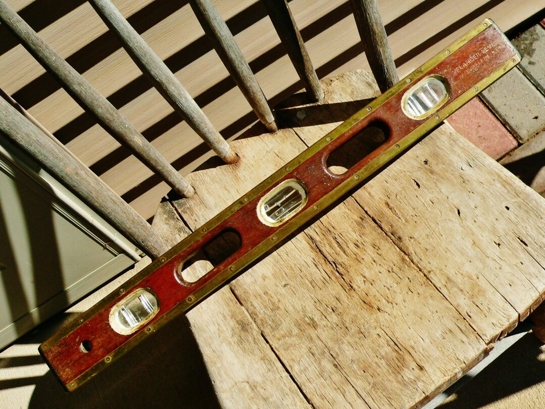 HTF VTG VELANDER 24" Professional Brass Bound Mahogany Level (6 Vials ...