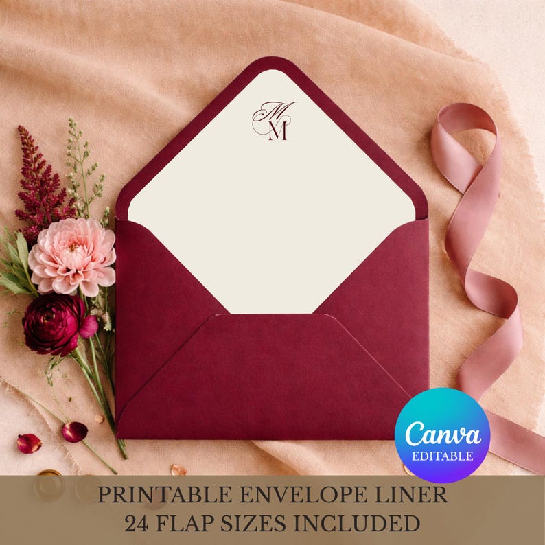 Envelope Liner Template - the Langham, Editable Canva, Square, Euro ...