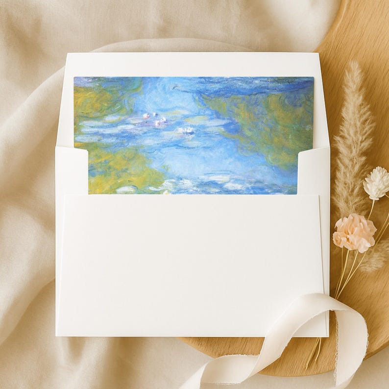 Water Garden Envelope Liner Template, Editable Canva, Square, Euro ...