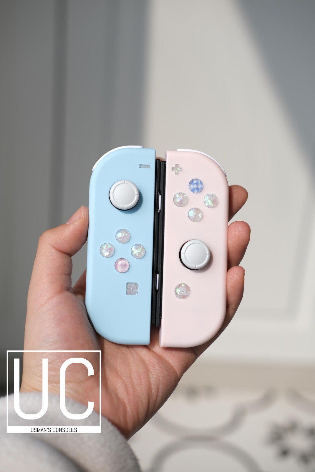 Custom Joycons Blue & Pink Two Tone Nintendo Switch Joycon Controller ...