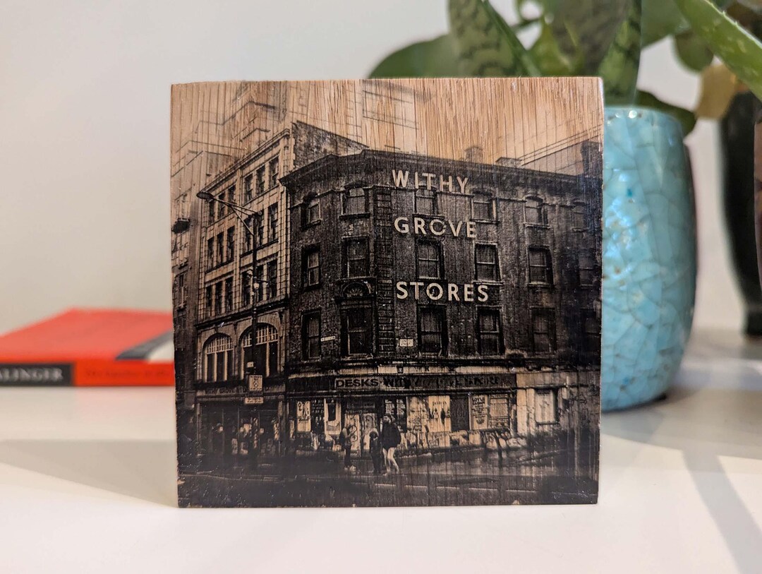 Coaster - Withy Grove Stores, Manchester - Hand Printed on Oak Wood - Etsy