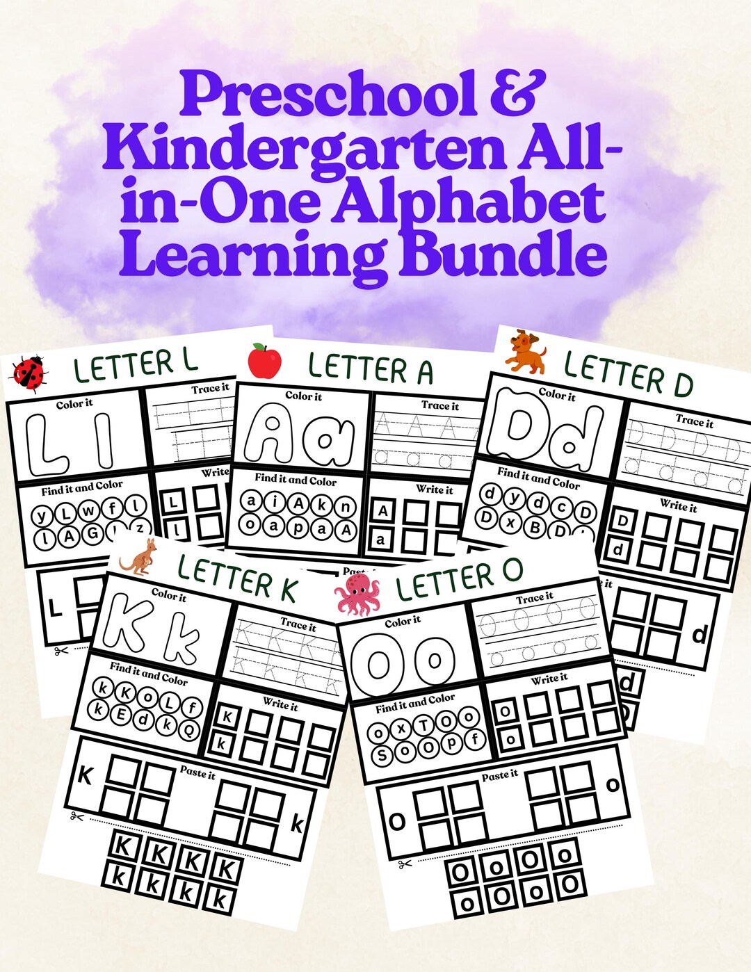 A-Z Alphabet Learning Worksheets - Fun Tracing, Coloring & Cut-and ...