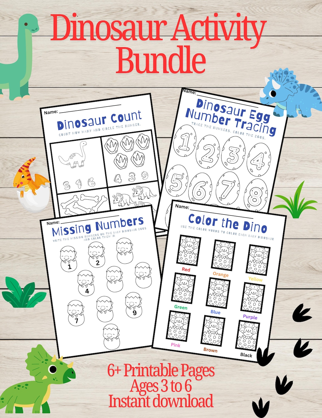 Dinosaur Activity Pack for Kids - Preschool & Kindergarten Printable ...