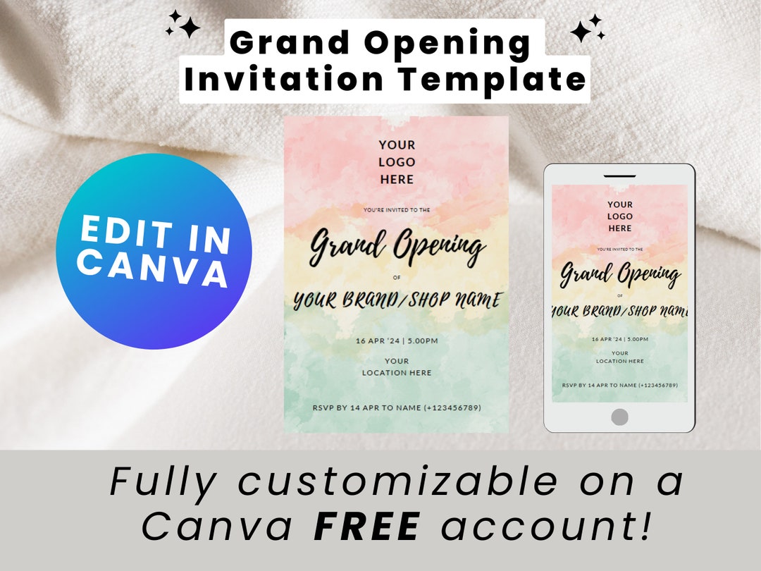 Light Pastel Colourful Grand Opening Business Owner Event Invitation ...