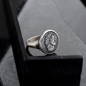 Sterling Silver Alexander the Great Coin Ring, Archaic Ring With ...