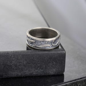 Silver Japanese Koi Fish Ring, Silver Fidget Carp, Handmade Japanese ...