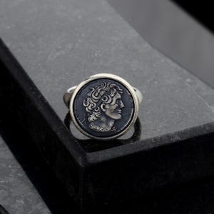 Sterling Silver Alexander the Great Coin Ring, Archaic Ring With ...