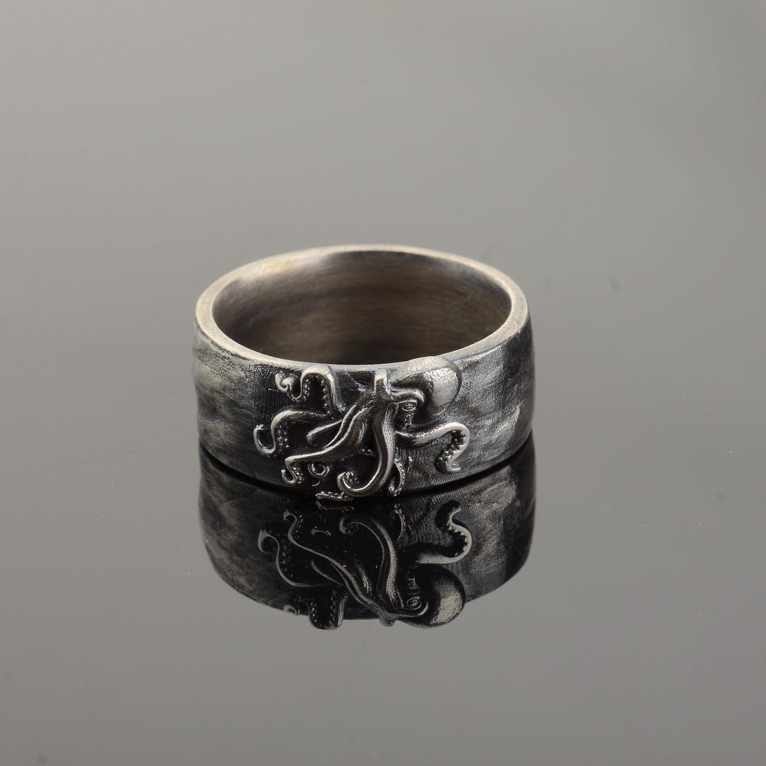Silver Octopus Band, Octopus Tentacles Ring, Nautical Jewelry, Animal ...