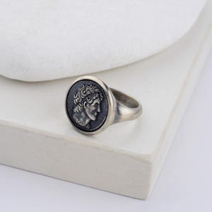 Sterling Silver Alexander the Great Coin Ring, Archaic Ring With ...