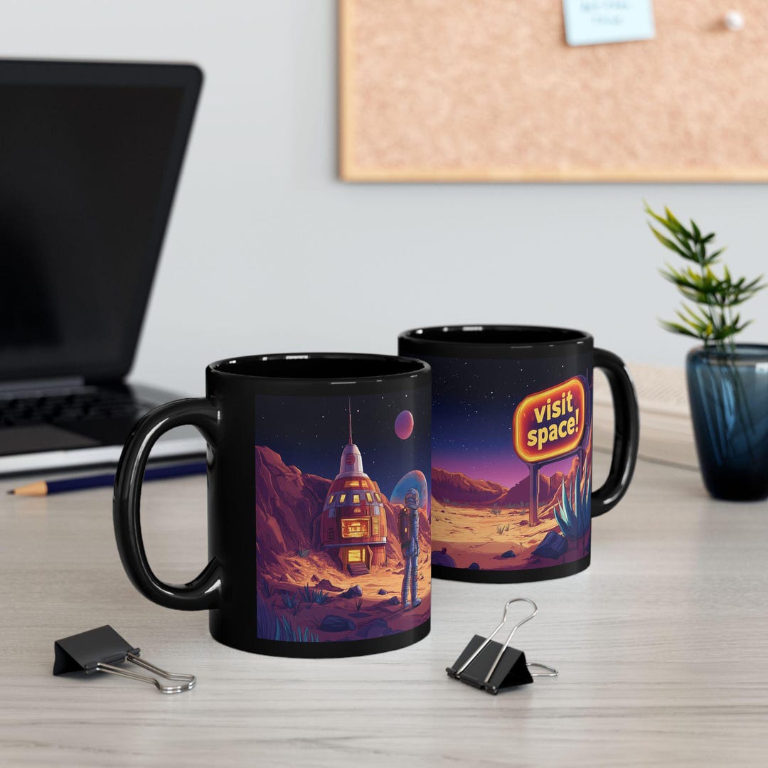 Visit Space Retro-futuristic Astronaut Mug Sci-fi Coffee Mug Gift for ...