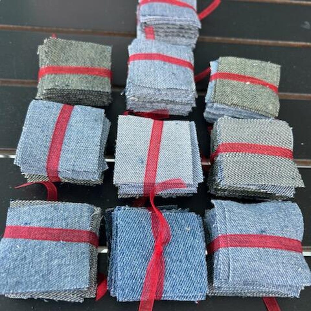 Reclaimed / Recycled Denim Mini-squares – 25 Pack | Upcycled Blue Jean ...
