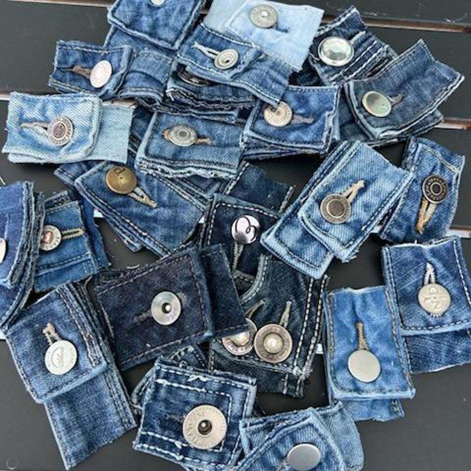 Reclaimed / Recycled Denim Snaps – Sustainable Upcycled Denim Buttons ...