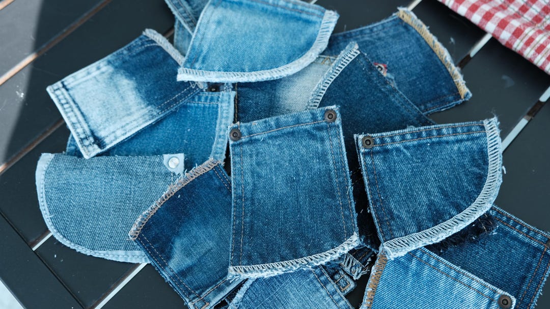 Reclaimed / Recycled Denim Pockets – Upcycled Jeans for Crafts, Sewing ...