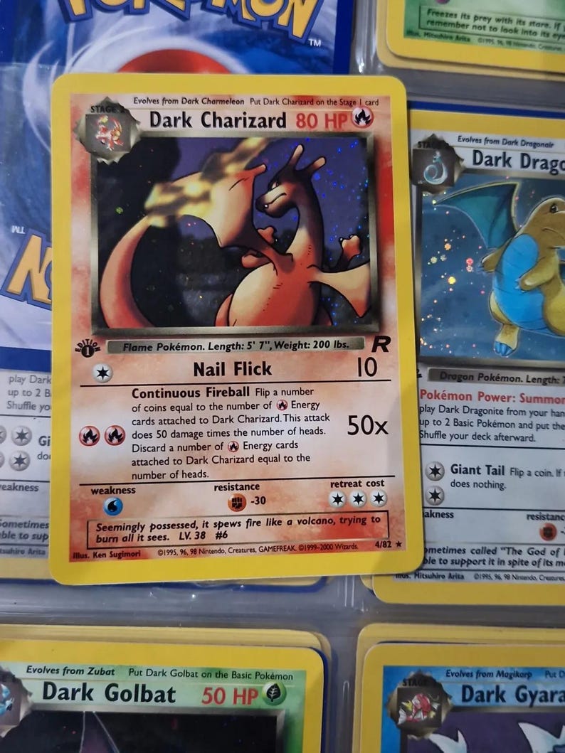Dark Charizard Pokemon 1st Edition Team Rocket Complete Set With Error ...