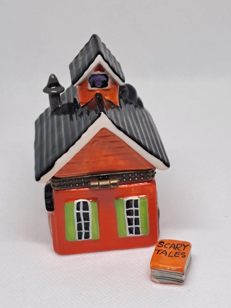 Vintage Halloween S'ghoul House Porcelain Hinged Trinket Box W/ Scary ...