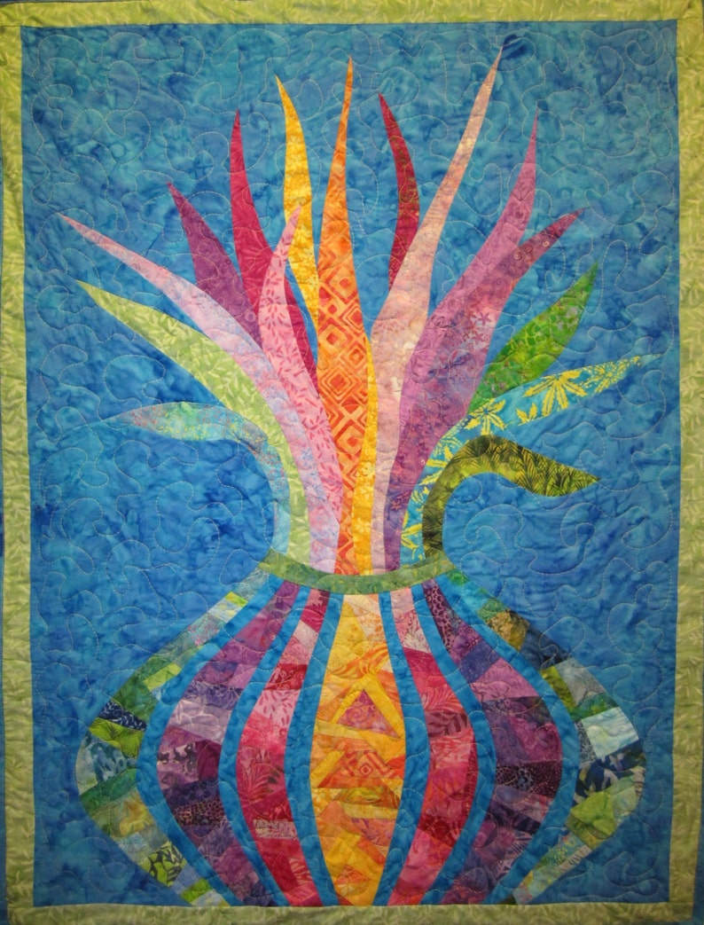 Plant Vase Wall Hanging Art Quilt - Etsy