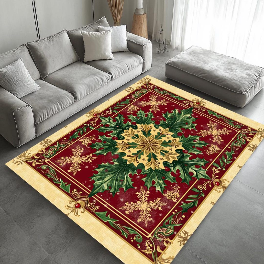 Christmas Rug,christmas Design Rug,christmas Ornament Rug,snowflake Rug ...