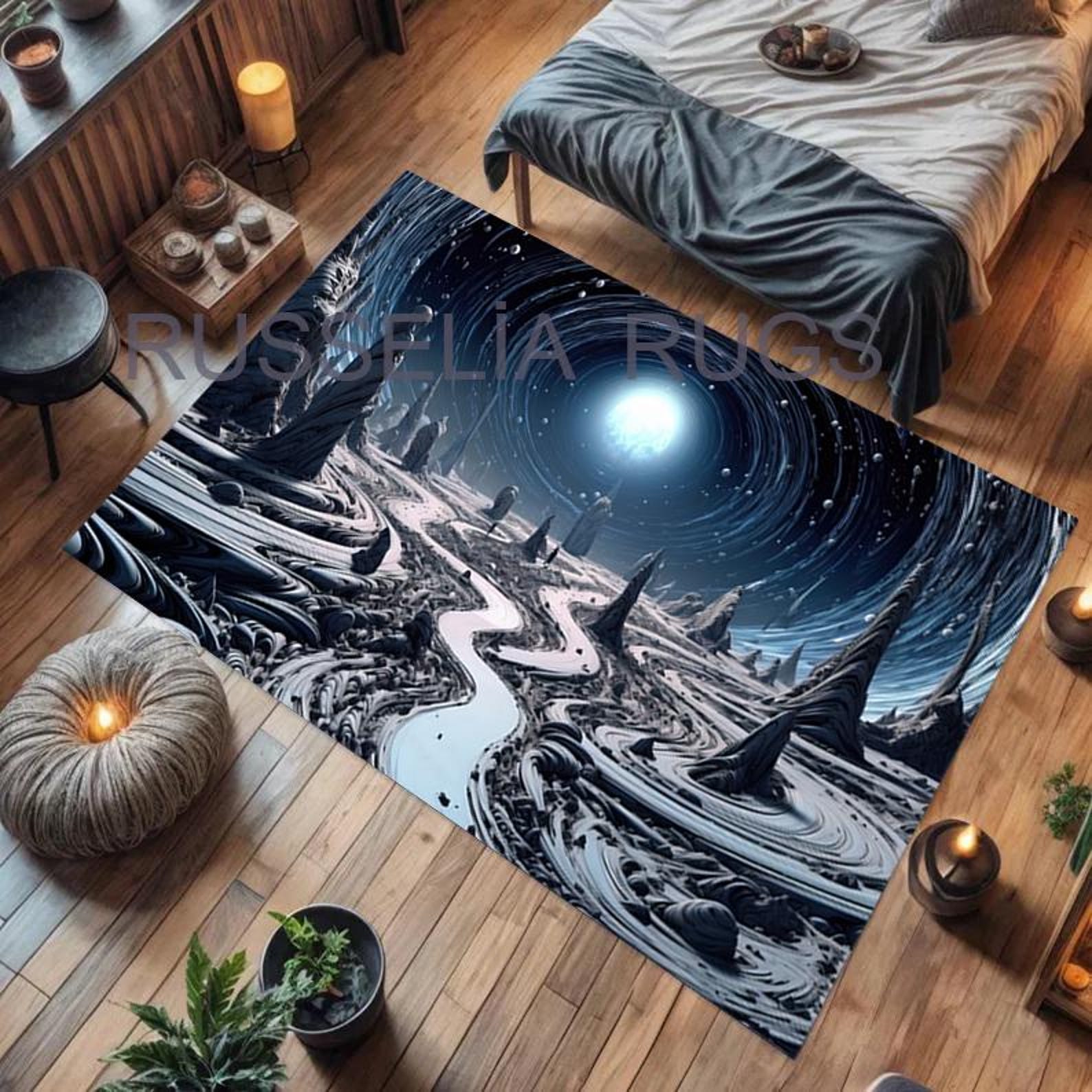 3D Look Vortex, Blue Vortex, 3D Living Room, Star Rug, Room Rug, 3D ...