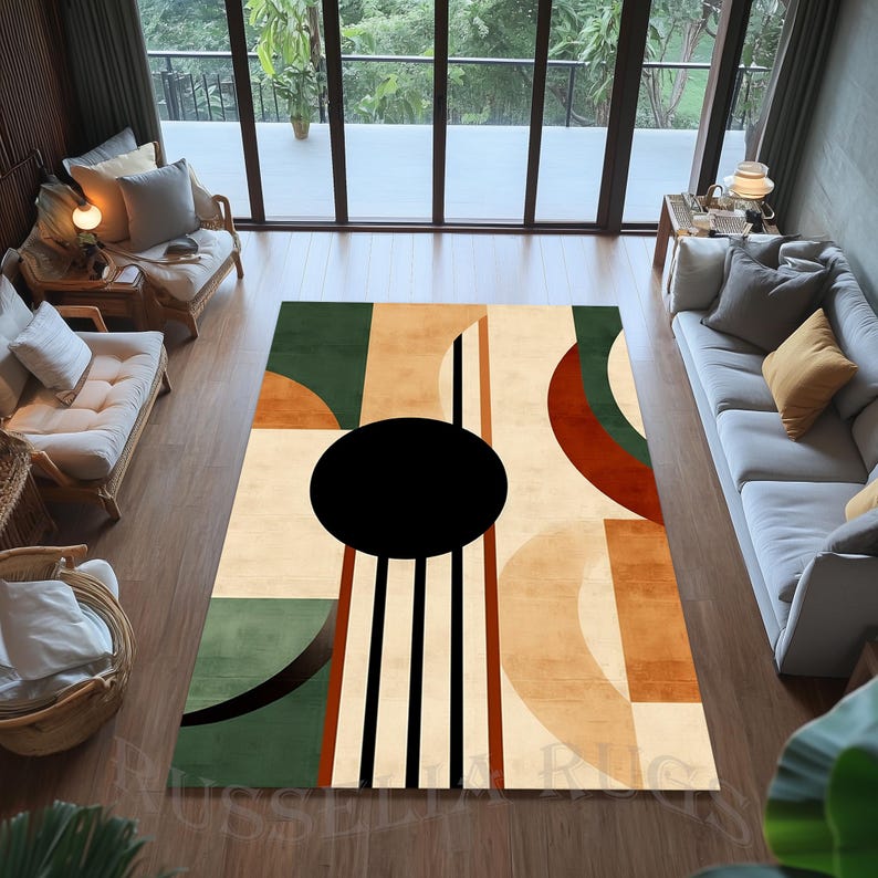 Mid Century Rug,mid Century Modern Area Rug,geometric Rug,mid Century ...