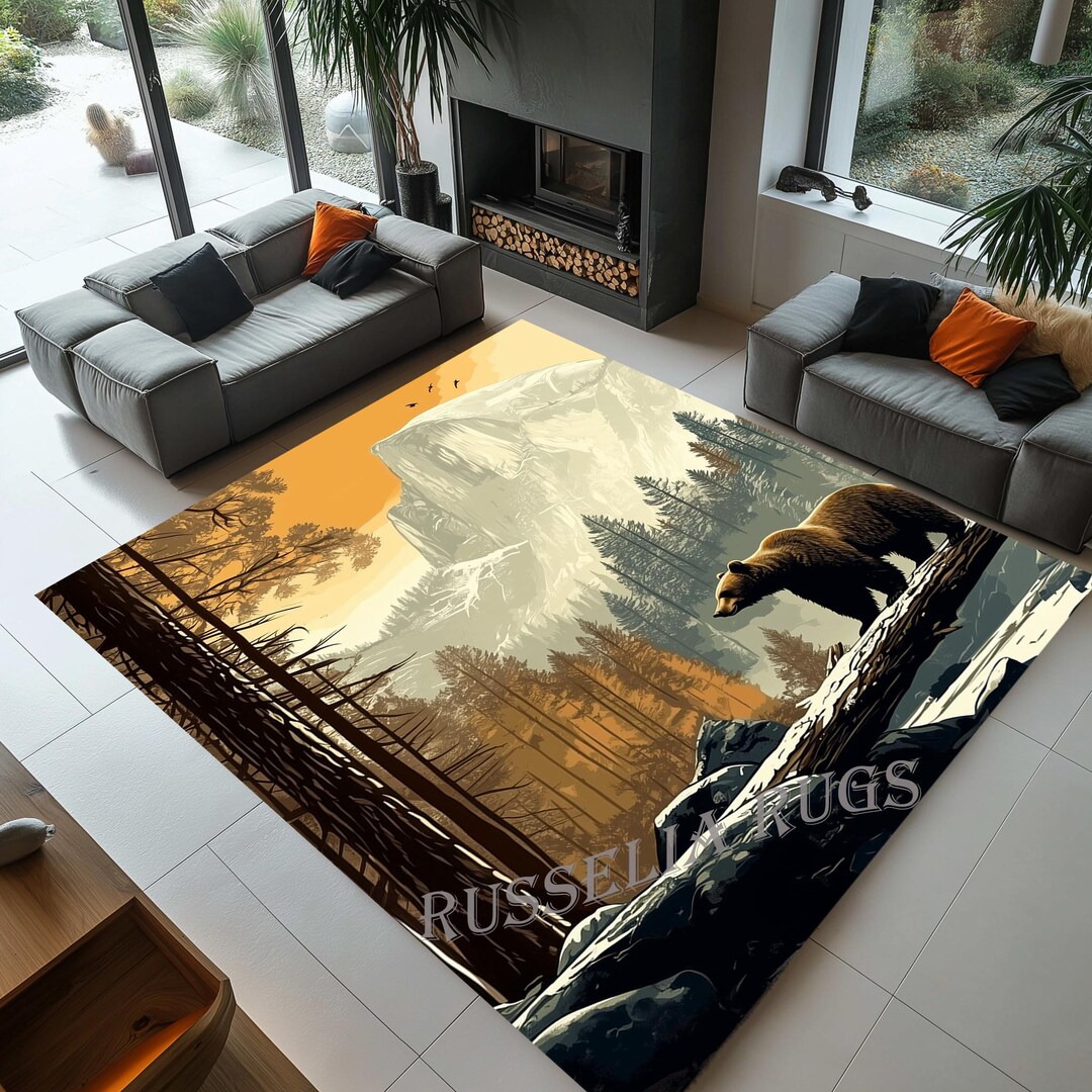 Bear Rug,traditional Bear Rug,bear Decor Rug,animal Rug,wildlife Rug ...