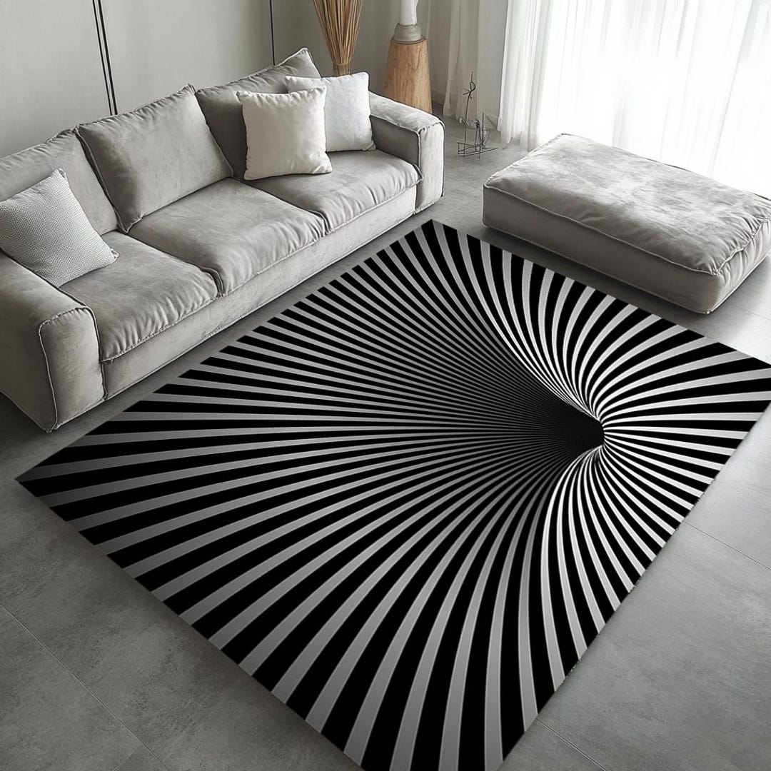 3D Look Vortex, Blue Vortex, 3D Living Room, Room Rug, 3D Area Rug, Fan ...