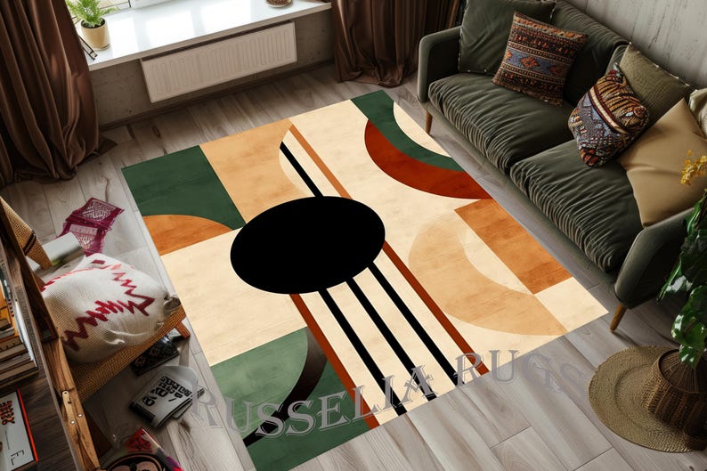 Mid Century Rug,mid Century Modern Area Rug,geometric Rug,mid Century ...