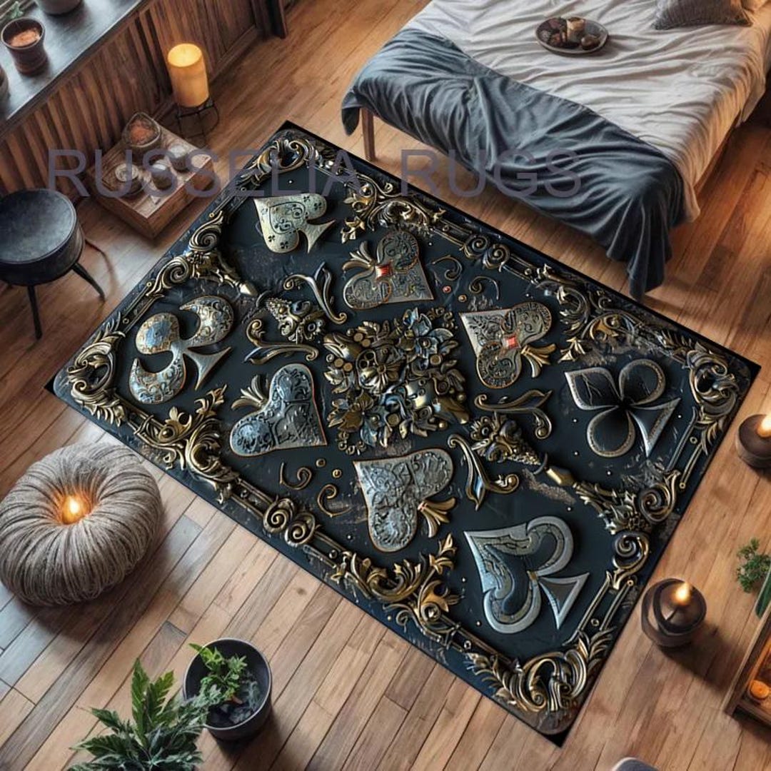 Poker Rug, Game Rug, Gamer Rug, Poker Signs Rug, Poker Area Rug, Casino ...