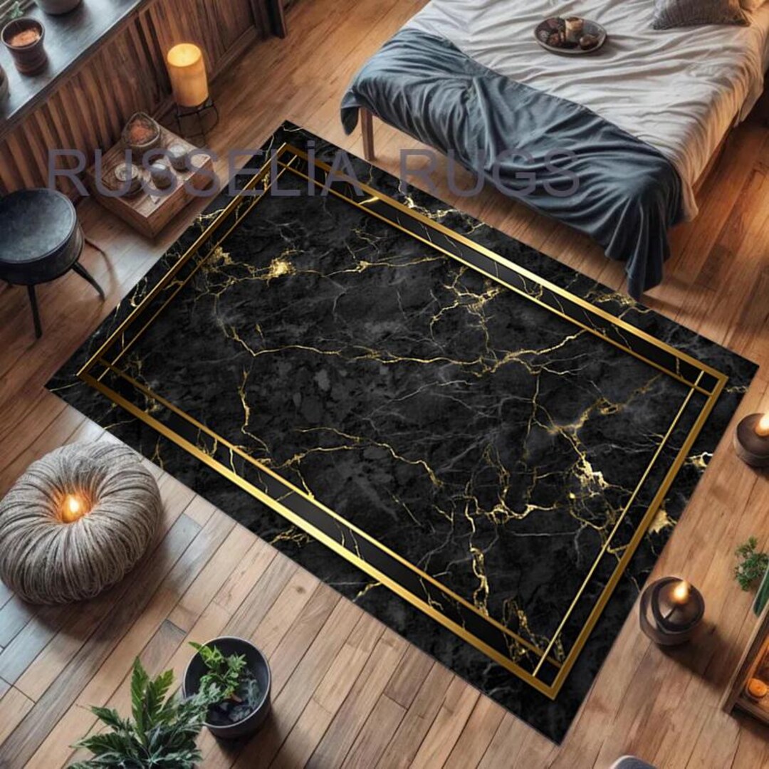 Gold Border Design Rug, Greek Key Rug,greek Rug,greek Pattern Rug,black ...