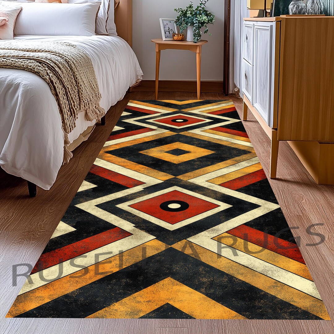 Aztec Runner,runner Rug,bogolan African Print Rug,hallway Rug,entryway ...