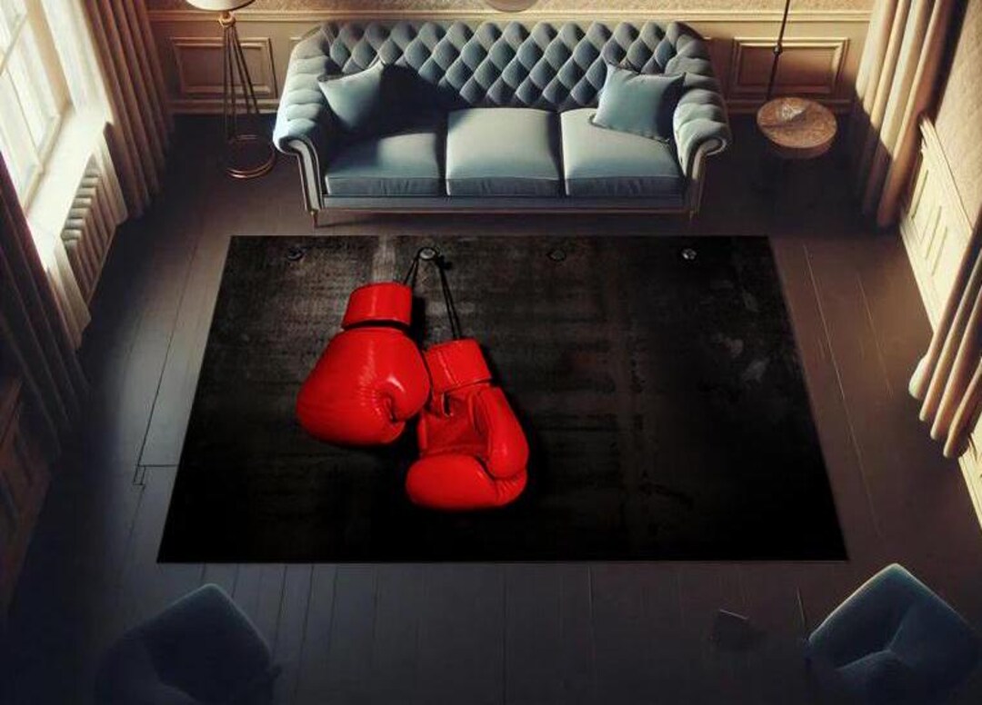 Boxing Gloves Rug, Red Boxing Glove Rug, Boxing Rug, Game Room Rug ...