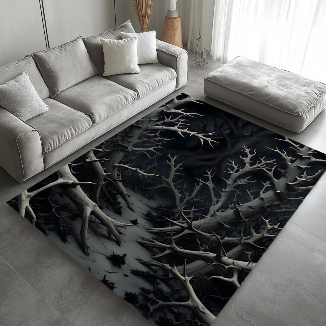 Black and White Rug, Tree Rug, Forest Rug, Forest View Rug, Tree Branch ...