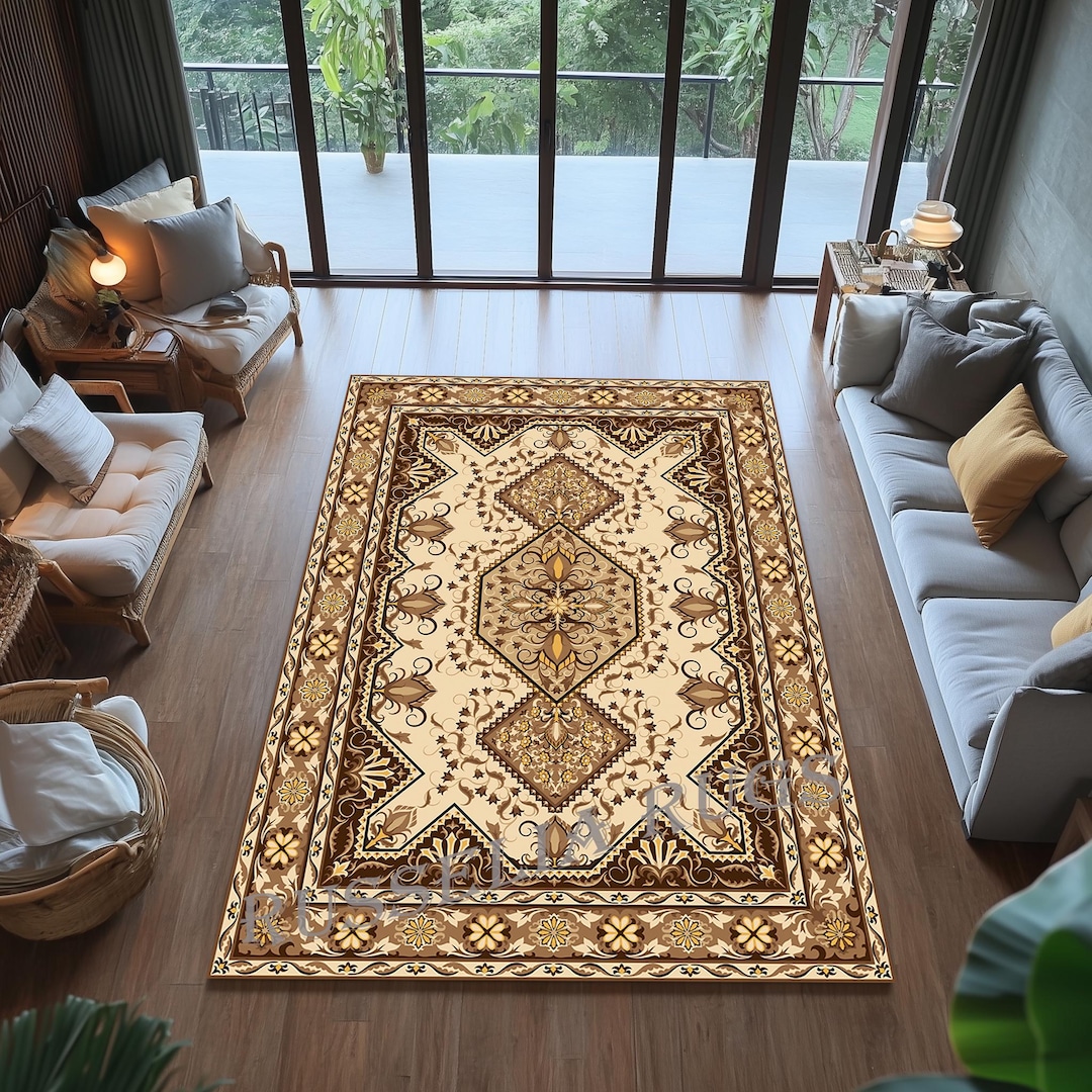Brown Traditional Rug,traditional Rug,brown and Beige Rug,brown Area ...