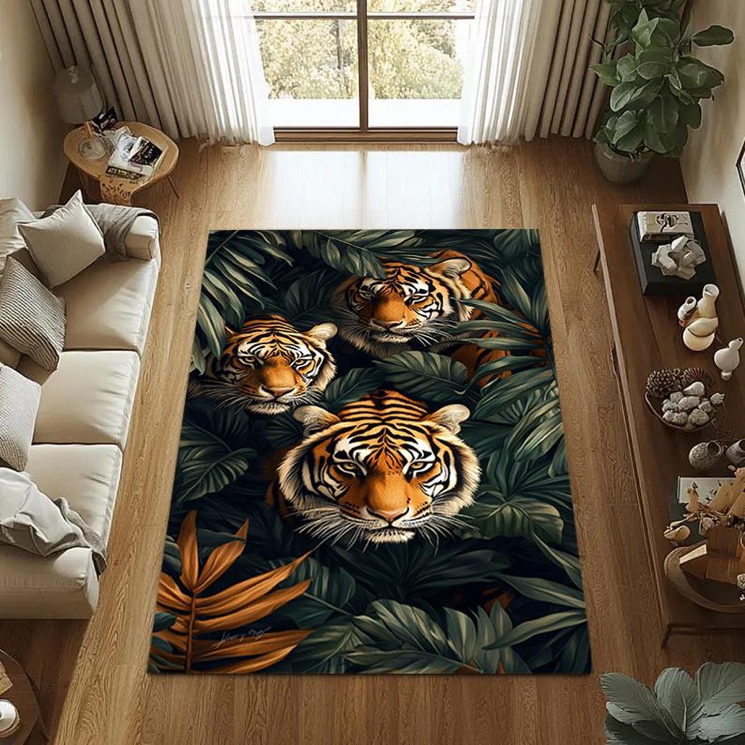 Tiger Area Rug, Bengal Tiger Rug, Tiger Pattern Rug, Forest Looking ...