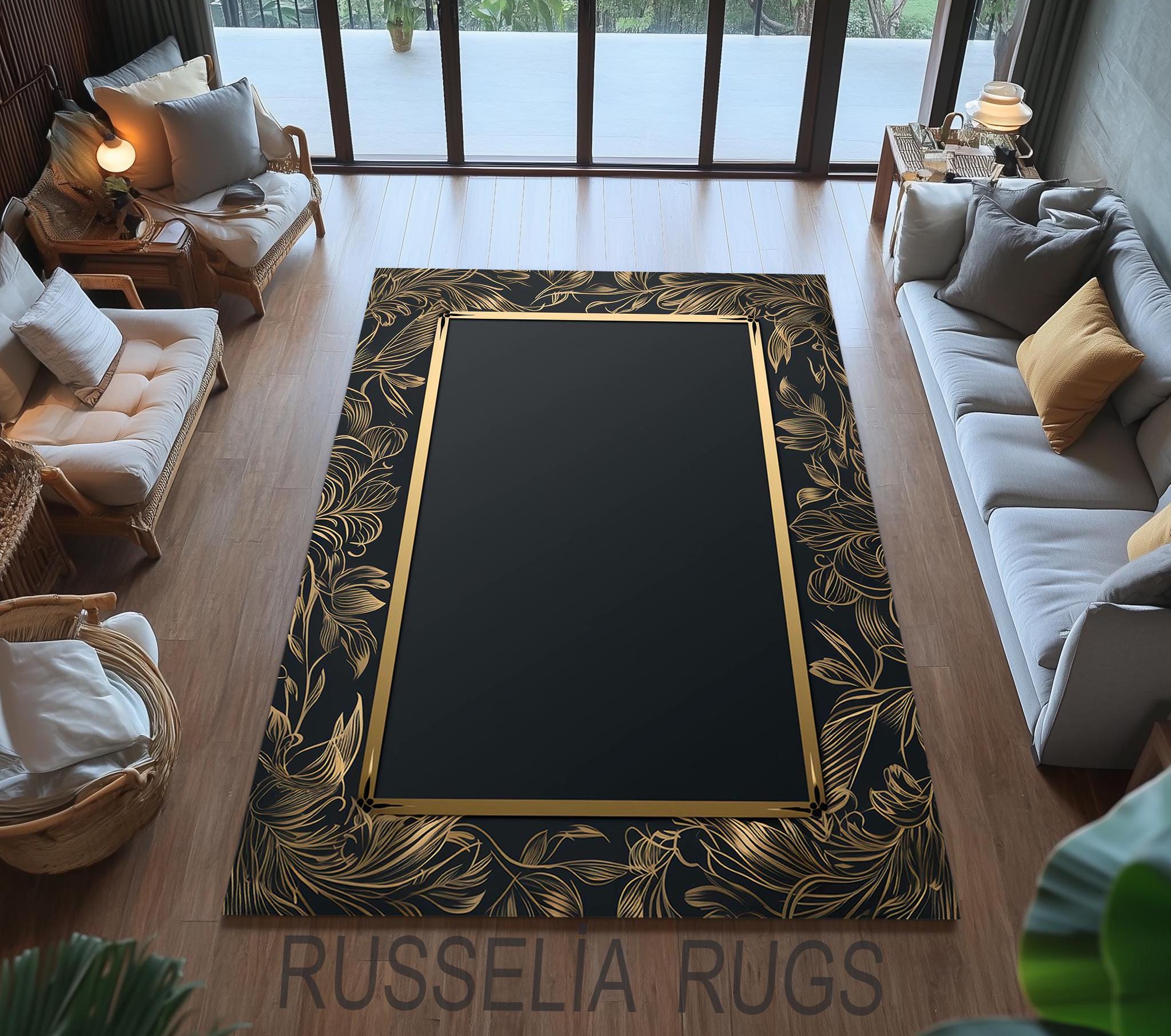 Gold Border Design Rug, Greek Key Rug, Greek Rug, Greek Pattern Rug ...