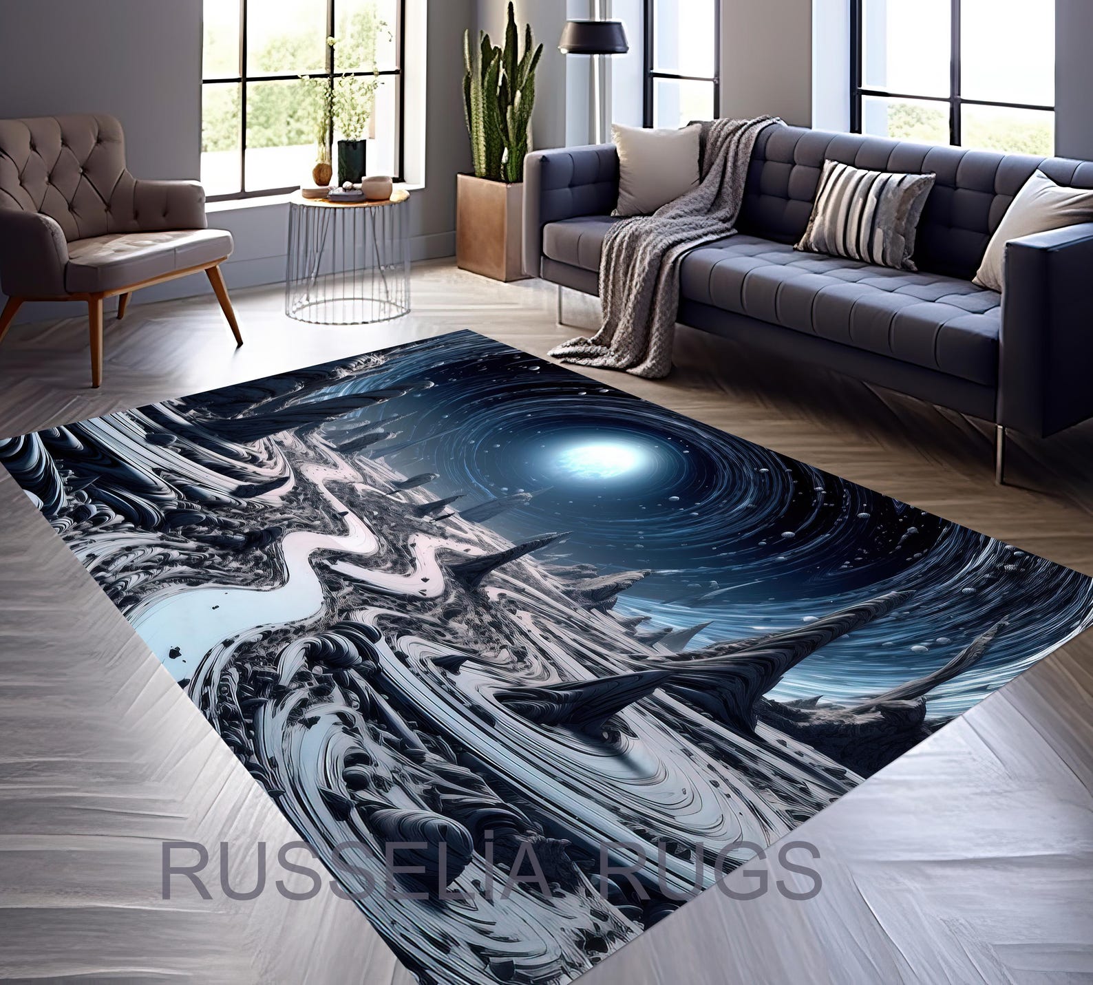 3D Look Vortex, Blue Vortex, 3D Living Room, Star Rug, Room Rug, 3D ...