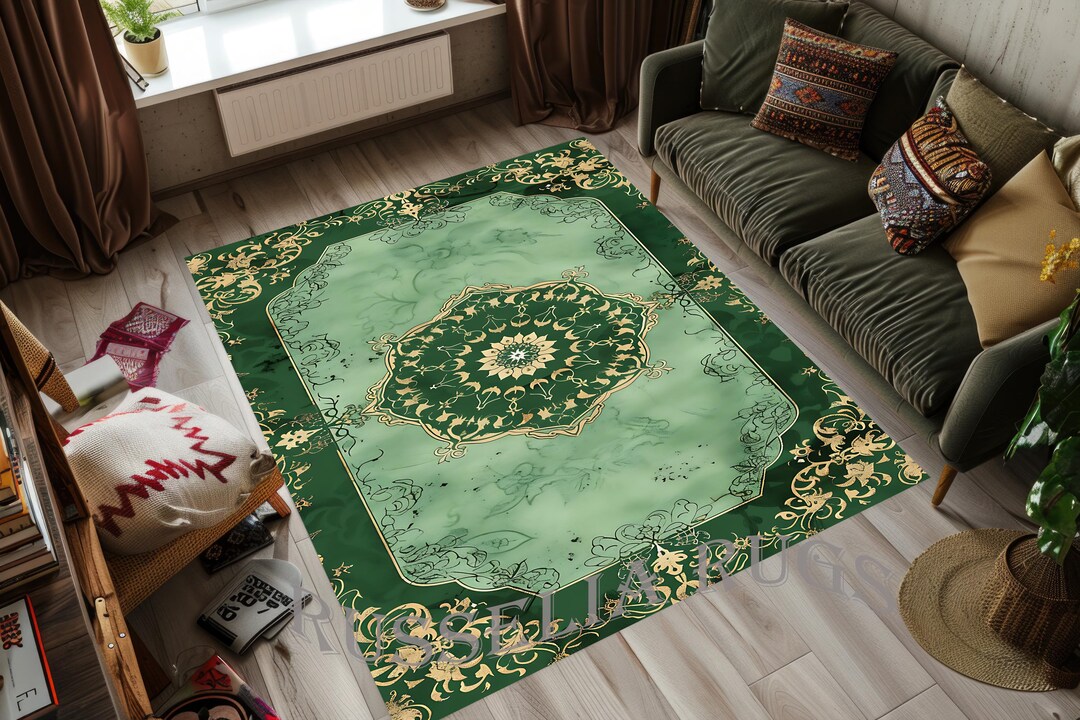 Green Traditional Rug,traditional Rug,green Gold Rug,green Area Rug ...
