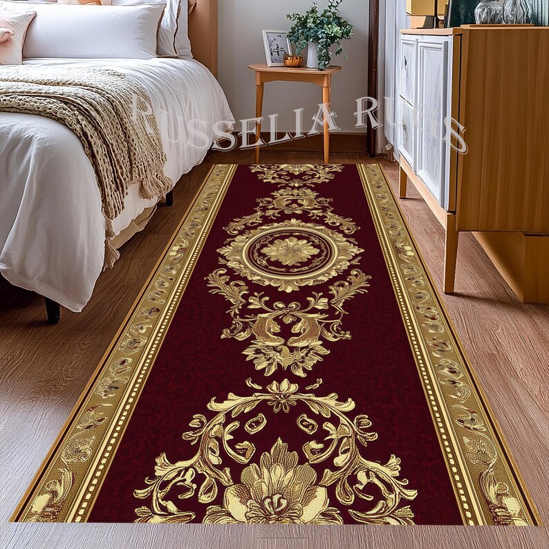 Dark Burgundy Rug,burgundy Oriental Rug,gold and Burgundy Rug,boho ...