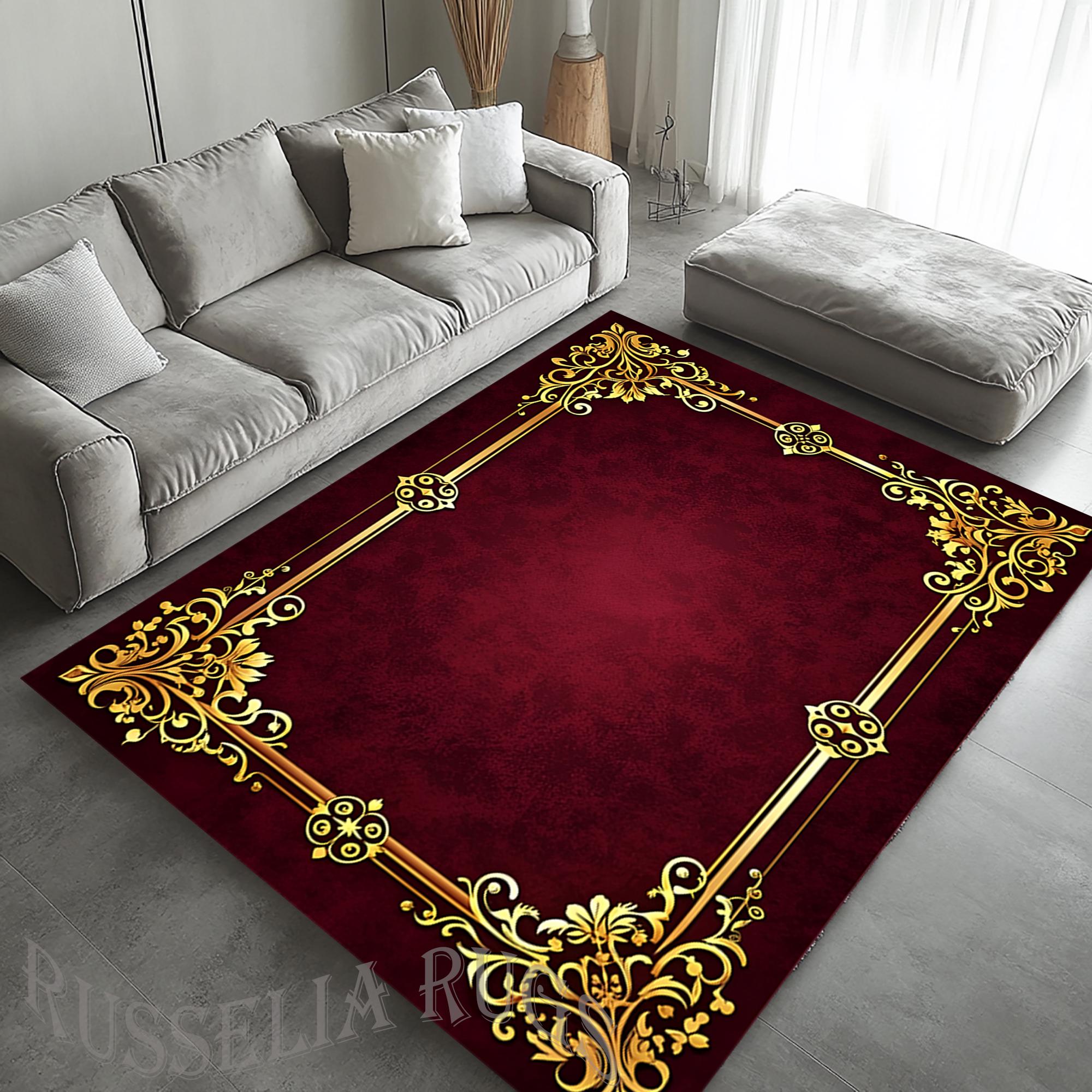 Red Texture Rug,red Gold Rug,red Rug,traditional Rug,red Area Rug,gold ...
