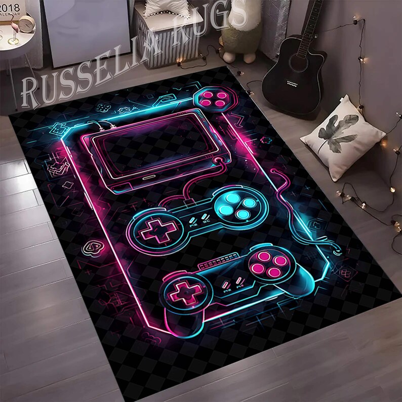 Gamer Rug, Gamer Joystick Rug, Game Controller,game Area Rug,game Room ...