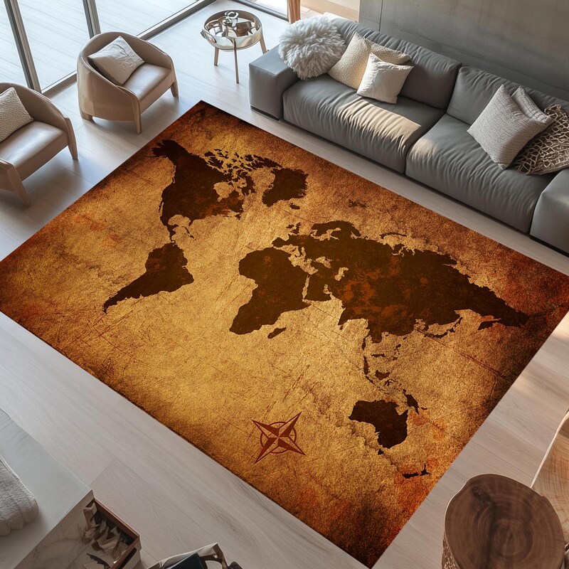 World Map Rug - Etsy