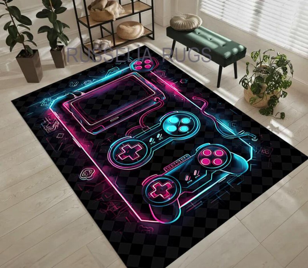 Gamer Rug, Gamer Joystick Rug, Game Controller,game Area Rug,game Room ...