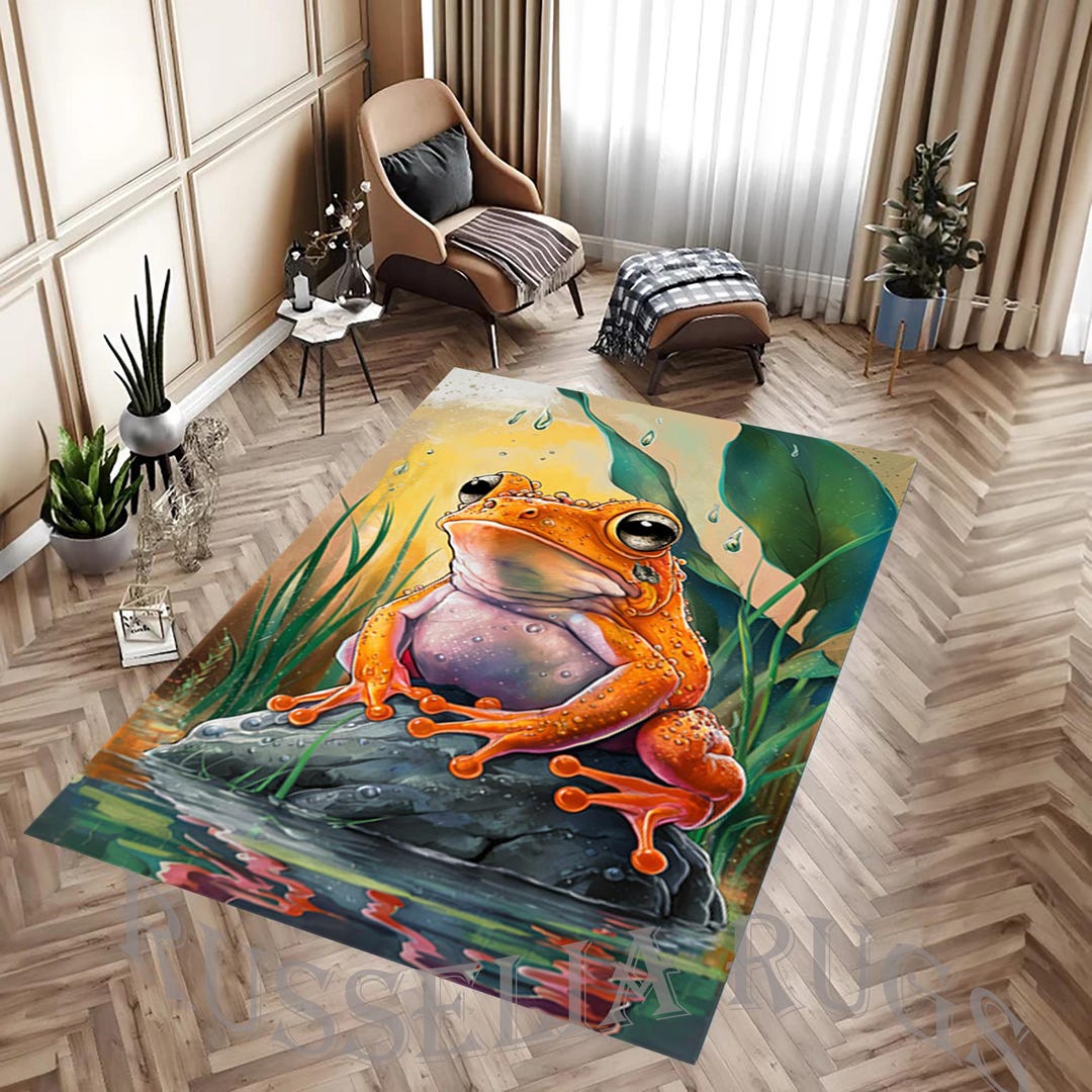 Frog Rug,frog Area Rug, Animal Rug, Cute Rug, Frog Art,artistic Rug ...