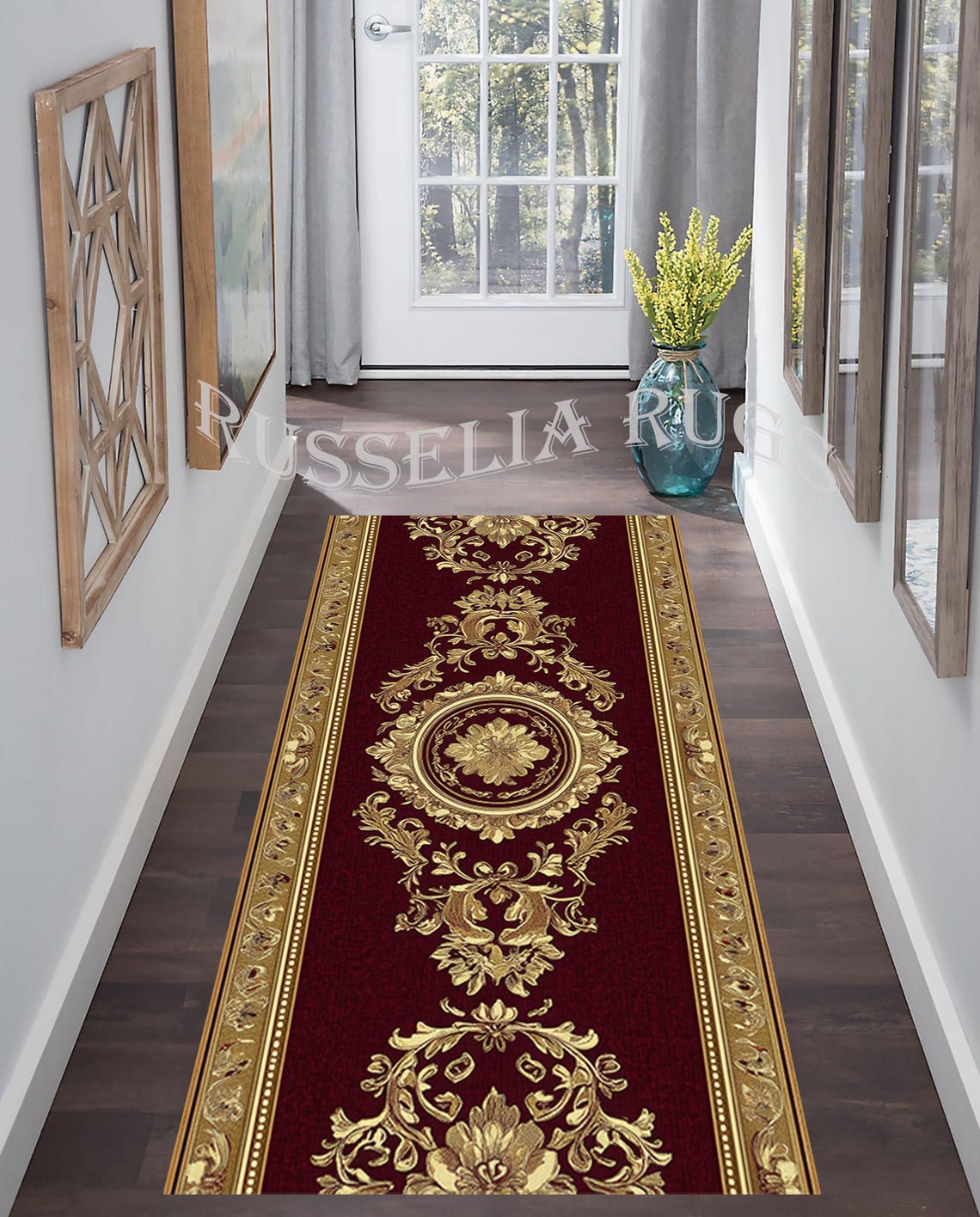 Dark Burgundy Rug,burgundy Oriental Rug,gold and Burgundy Rug,boho ...