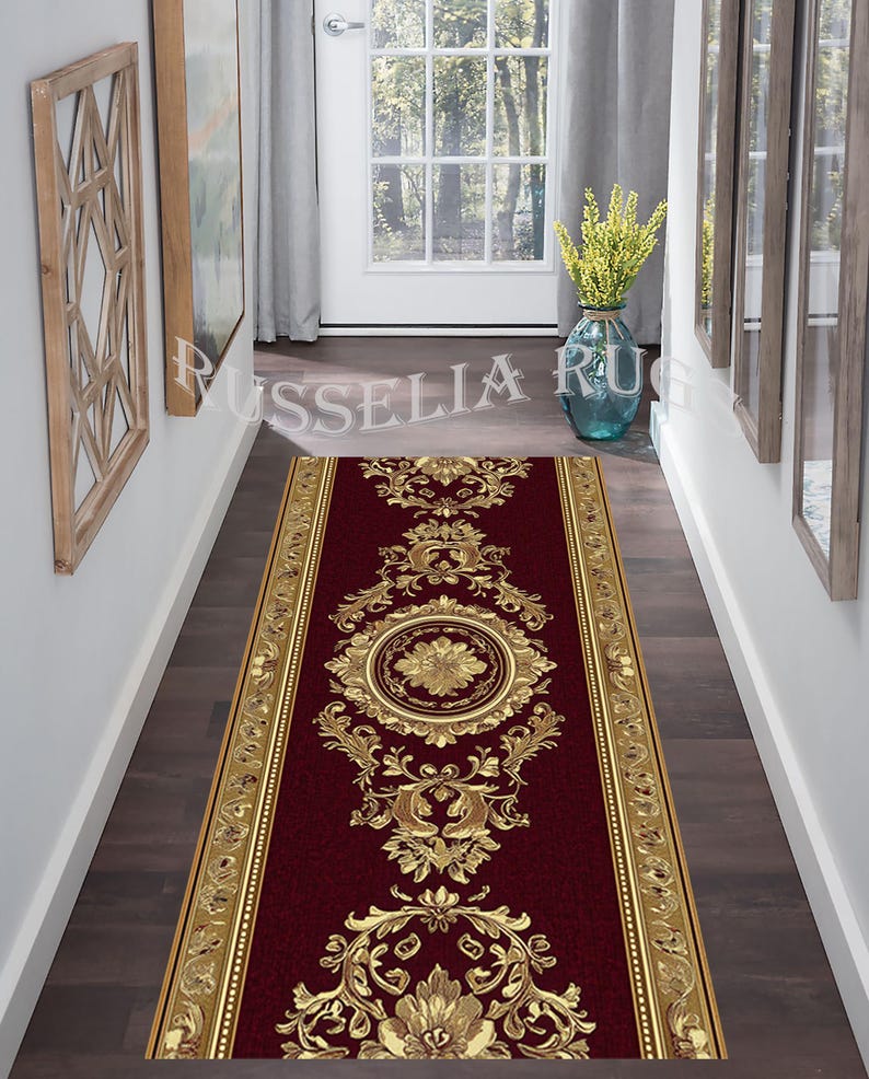 Dark Burgundy Rug,burgundy Oriental Rug,gold and Burgundy Rug,boho ...