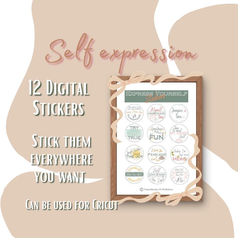 Self Expression 12 Stickers Motivation Stickers Digital Stickers Cricut ...