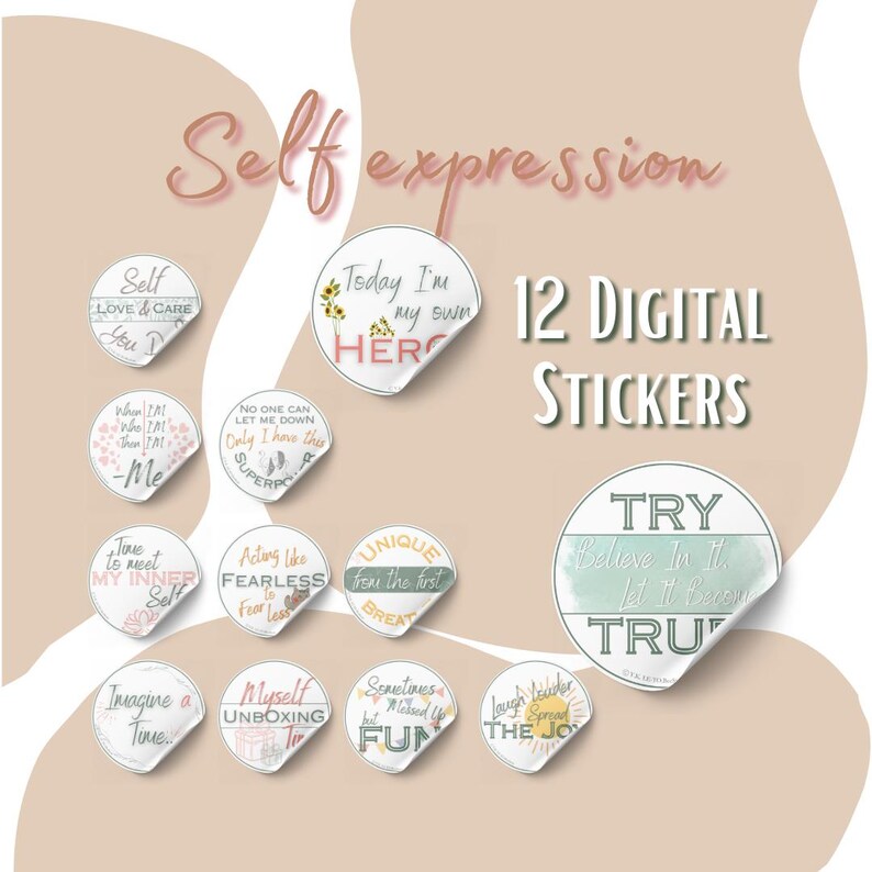 Self Expression 12 Stickers Motivation Stickers Digital Stickers Cricut ...