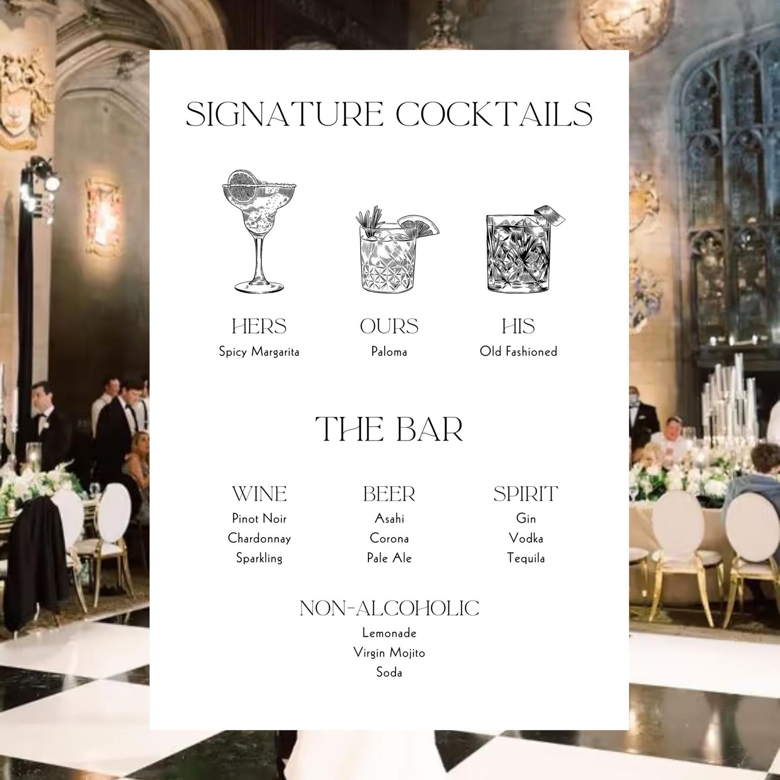 Signature Drinks Sign Template, Bar Menu, Classic, Minimalistic ...